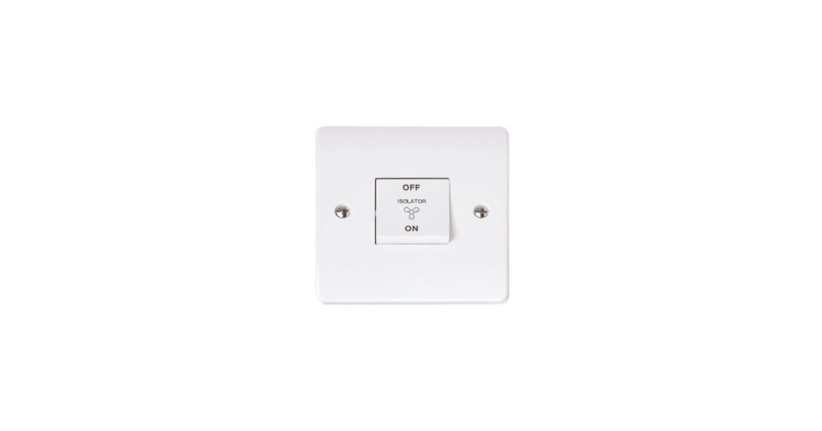 Click 10A Fan Isolator Switch 3 Pole - Polar White