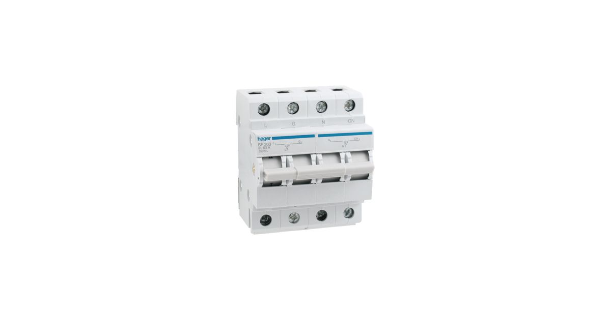 Hager 63A 2 Pole Changeover Switch, DIN Rail Mounted, 2P