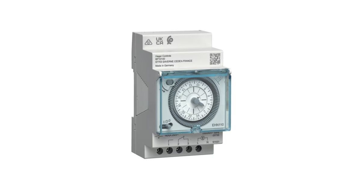Hager 1-Channel 3 Mod 24-Hour Time Switch, Din-Rail Mounted