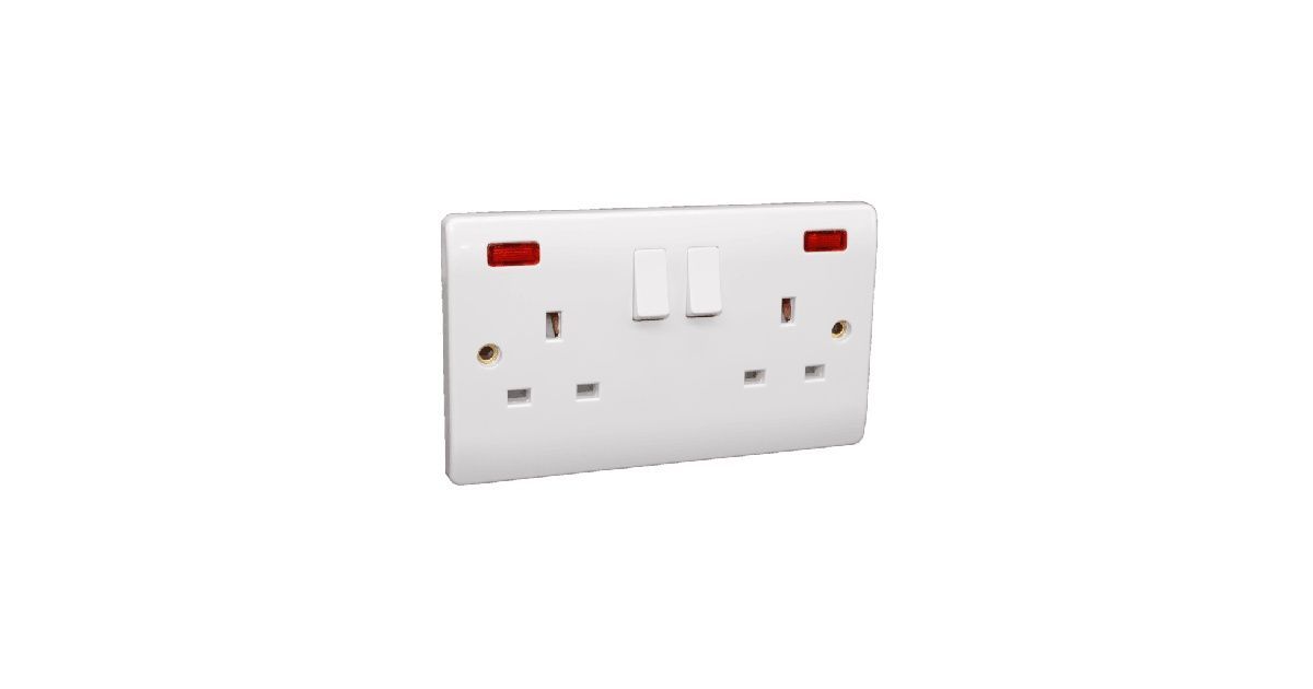 Iona 13A 2 Gang Flush Socket Switched with Neon Pilot Lights