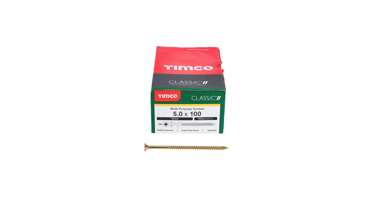 Timco 50100CLAF Classic Multi-Purpose Wood Screws - 5.0x100mm PZ2