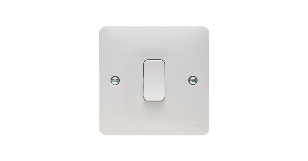 Hager 10AX 1 Gang 1 Way Wall Switch, White