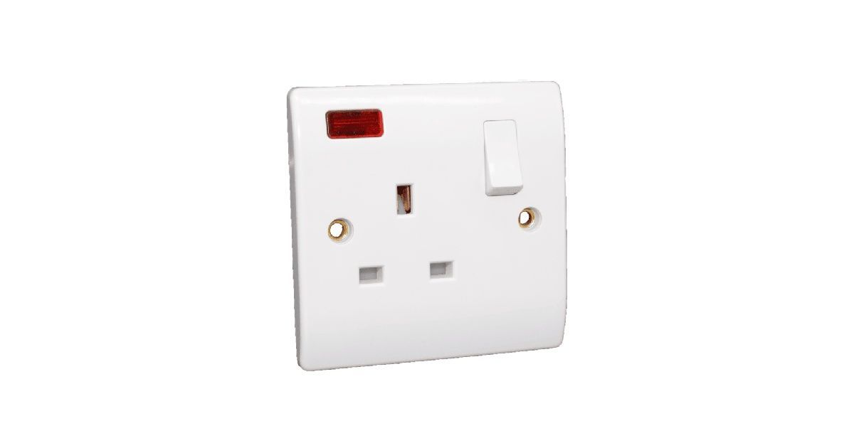 Iona 13A 1 Gang Slimline Switched Socket with Neon Light